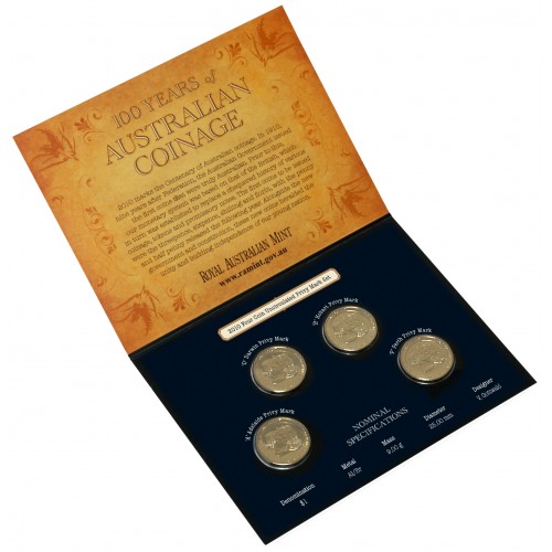2010 $1 100 Years of Australian Coinage 4 Coin Privy Mark Set H, A, D & P
