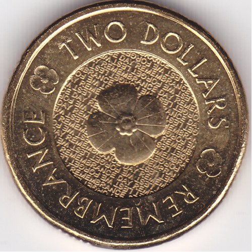 2012 $2 Remembrance Day Gold Poppy Coin Uncirculated