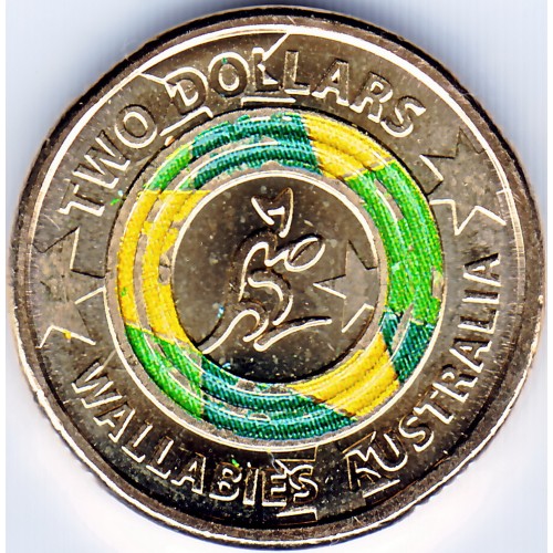 2019 $2 Wallabies Australian Coloured Coin Uncirculated