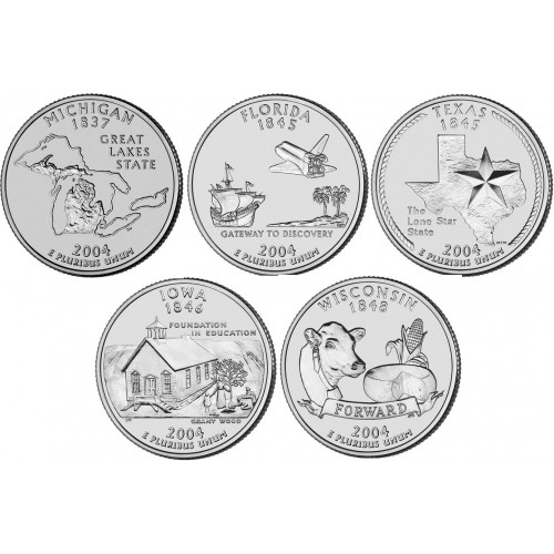 2004 US State Quarters Five Uncirculated Straight from mint US Mint
