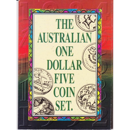 1984 to 1992 The Australian Five $1 Coin Folder Set Uncirculated
