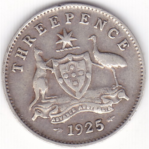 1925 Commonwealth King George V Threepence 92.5% Silver Coin